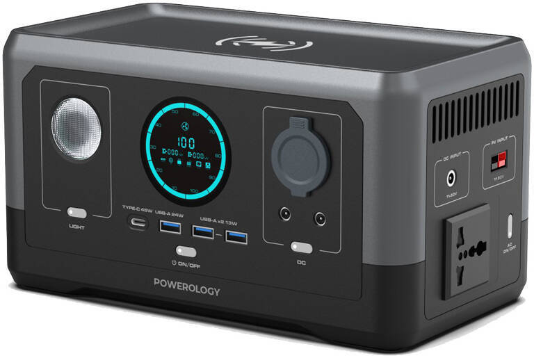 Powerology Portable Power Generator, Fast Charging, 76800mAh, 300W, Black